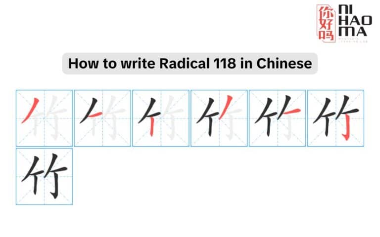 Radical 118 in Chinese: Meaning, Stroke Order, and Vocabulary